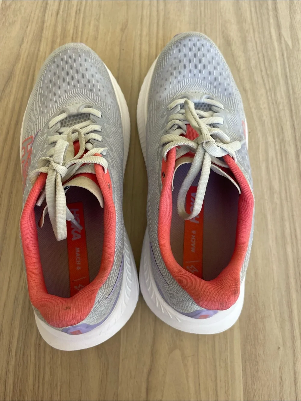 Hoka | Shoes | Hoka Womens Light Gray Running Shoes With Coral Lavender ...